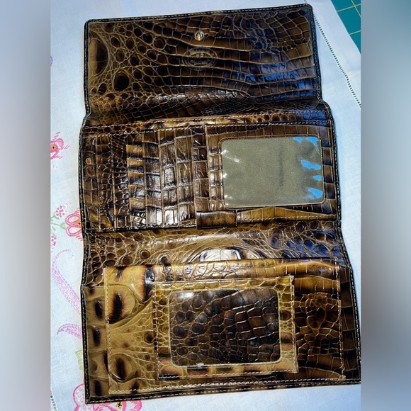 Brahmin | Bags | Brahmin Vintage Crocodile Embossed Checkbook Wallet ...